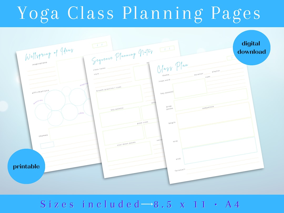 Minimalist Yoga Class Planner Pages Yoga Sequence Planner Yoga Flow ...