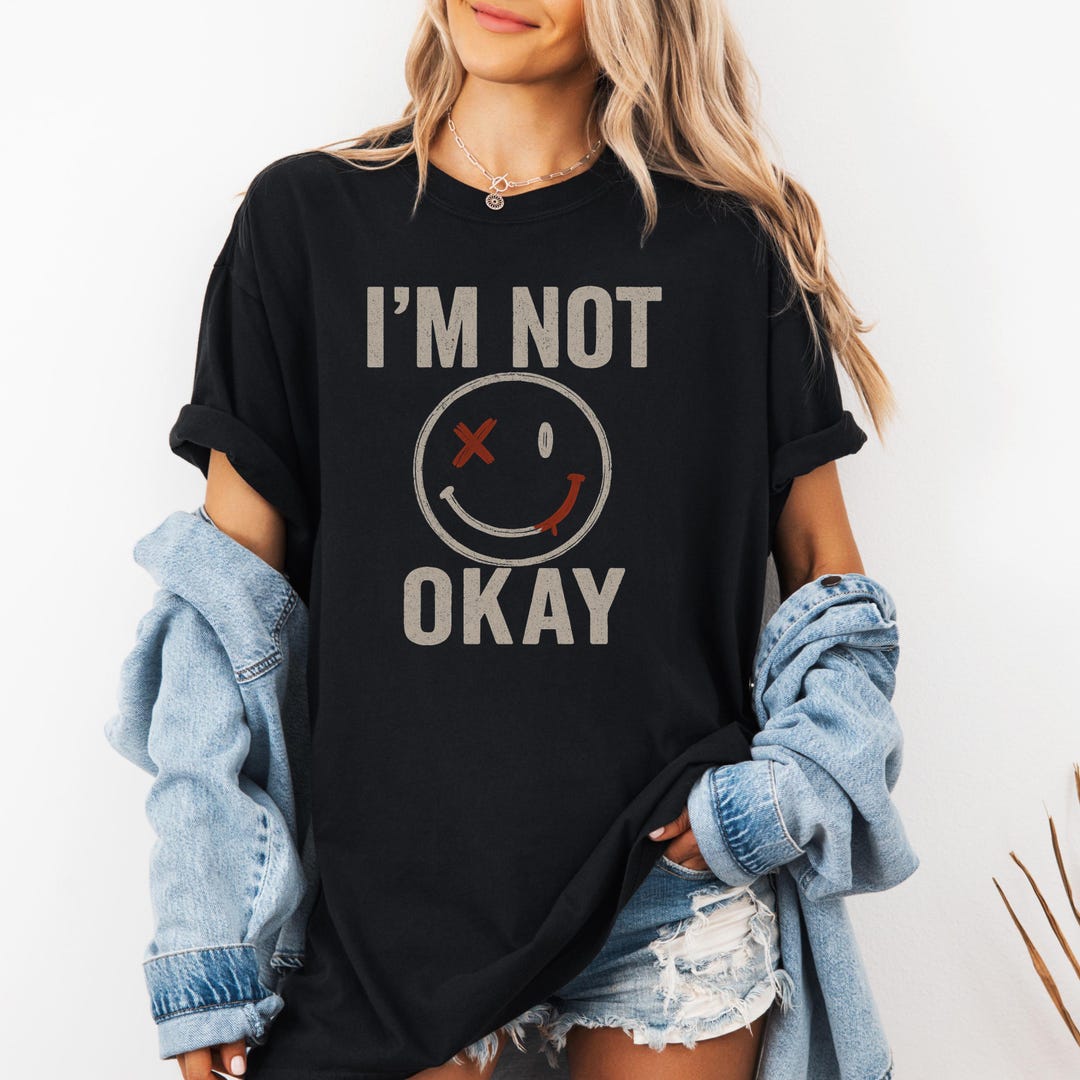 I'm Not Okay Graphic T-shirt | Emo Smiley Face Tee | Emo Vintage Band ...