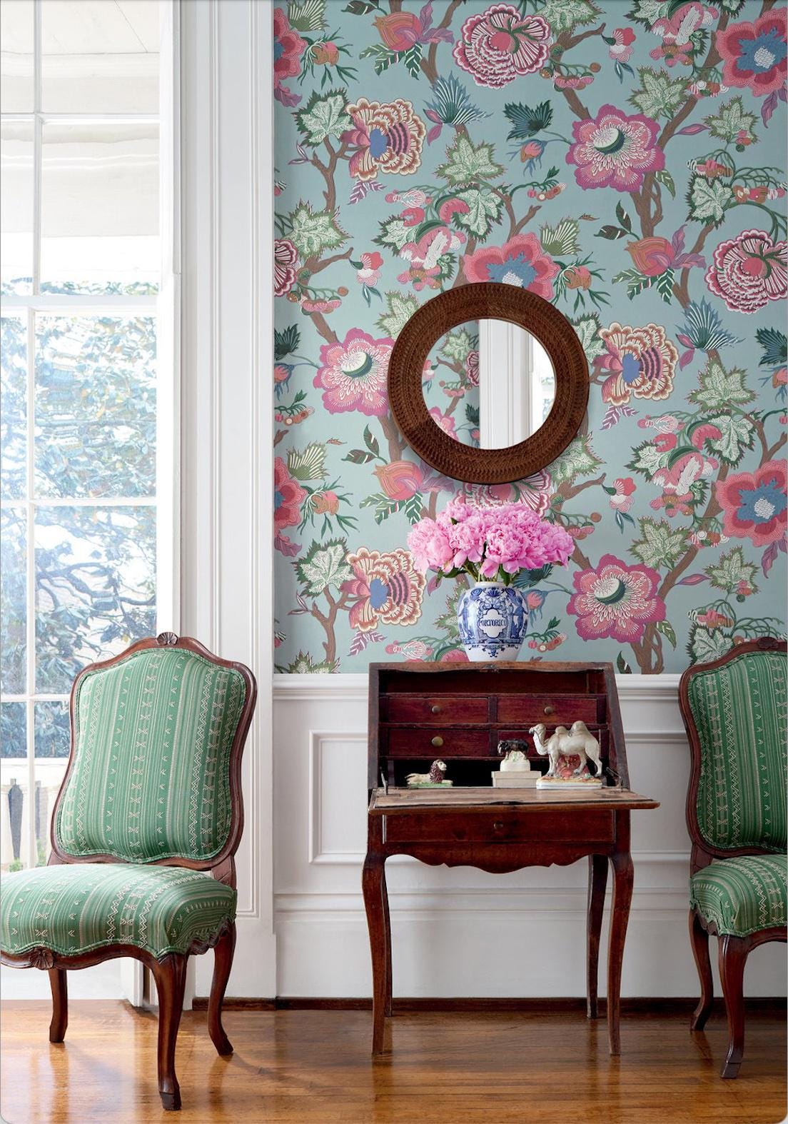 Thibaut INDIENNE JACOBEAN Wallpaper, Designer Wallpaper, Jacobean Print ...