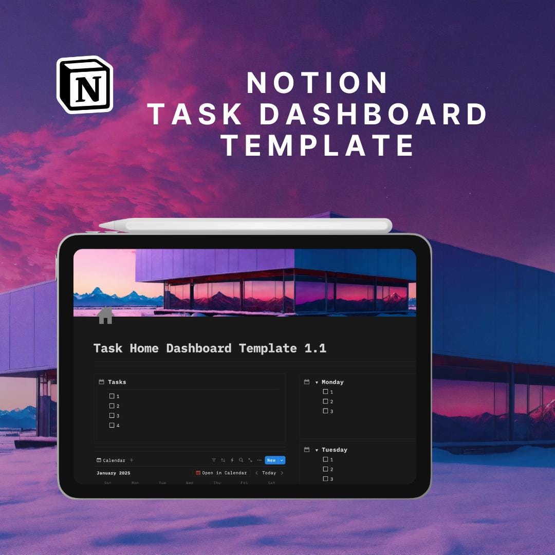 To Do List Notion Task Dashboard Template - Etsy