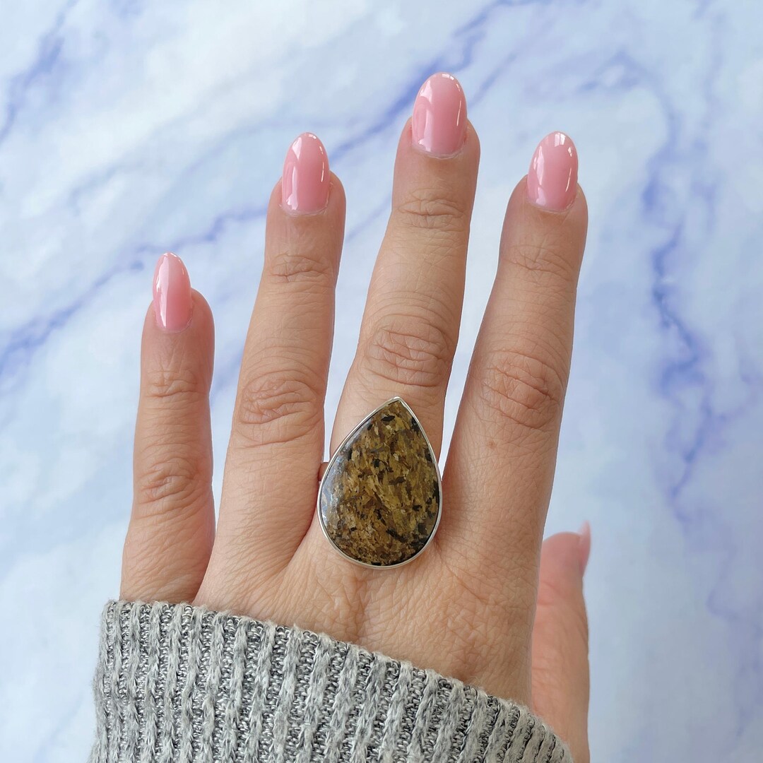 Bronzite Adjustable Ring / 925 Sterling Silver / Healing Gemstone ...