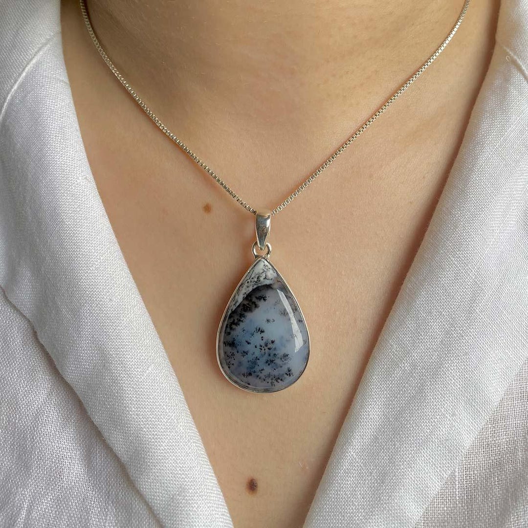 Dendritic Agate Pendant / 925 Sterling Silver Pendant / Healing ...