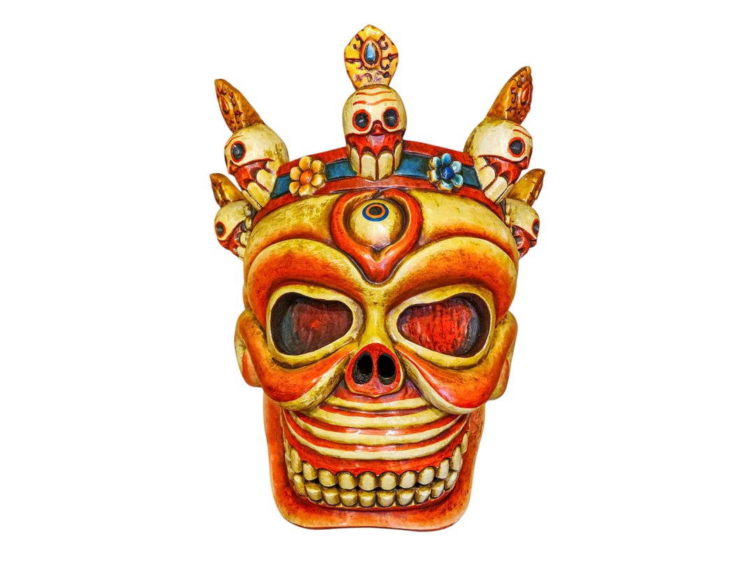 Handmade Painted Skull Mask: 17-inch Poplar Wood Wall Hanging - Etsy