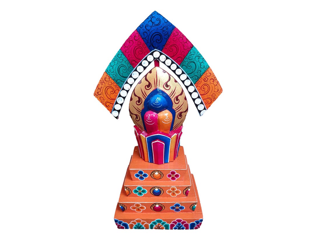 Painted Wooden Torma Zambala: Buddhist Offering Item (14-inch) - Etsy