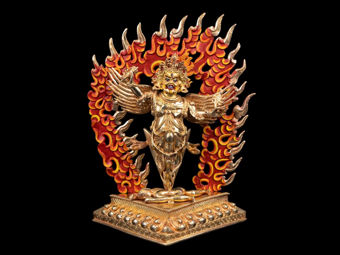 11-inch Garuda, Buddhist Handmade Statue, Full Gold Plated, Face ...