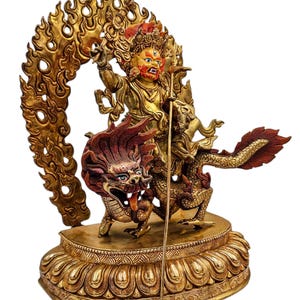 13-inch White Jambhala, Dragon Jambhala, Buddhist Handmade Statue, Full ...