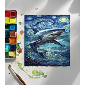 Surreal Shark Digital Print - Ocean-inspired Wall Art Instant Download ...