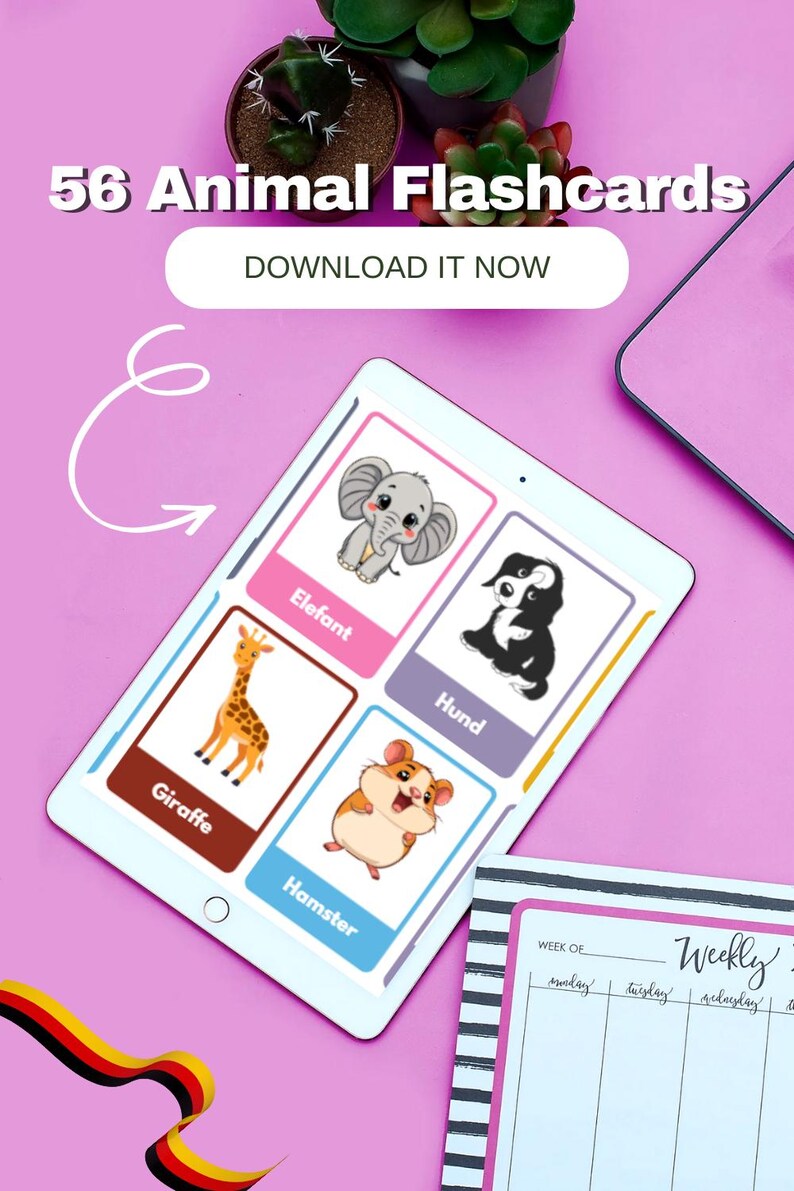 56 FLASHCARDS Printable Learn Animals in German | Printable & Instant ...