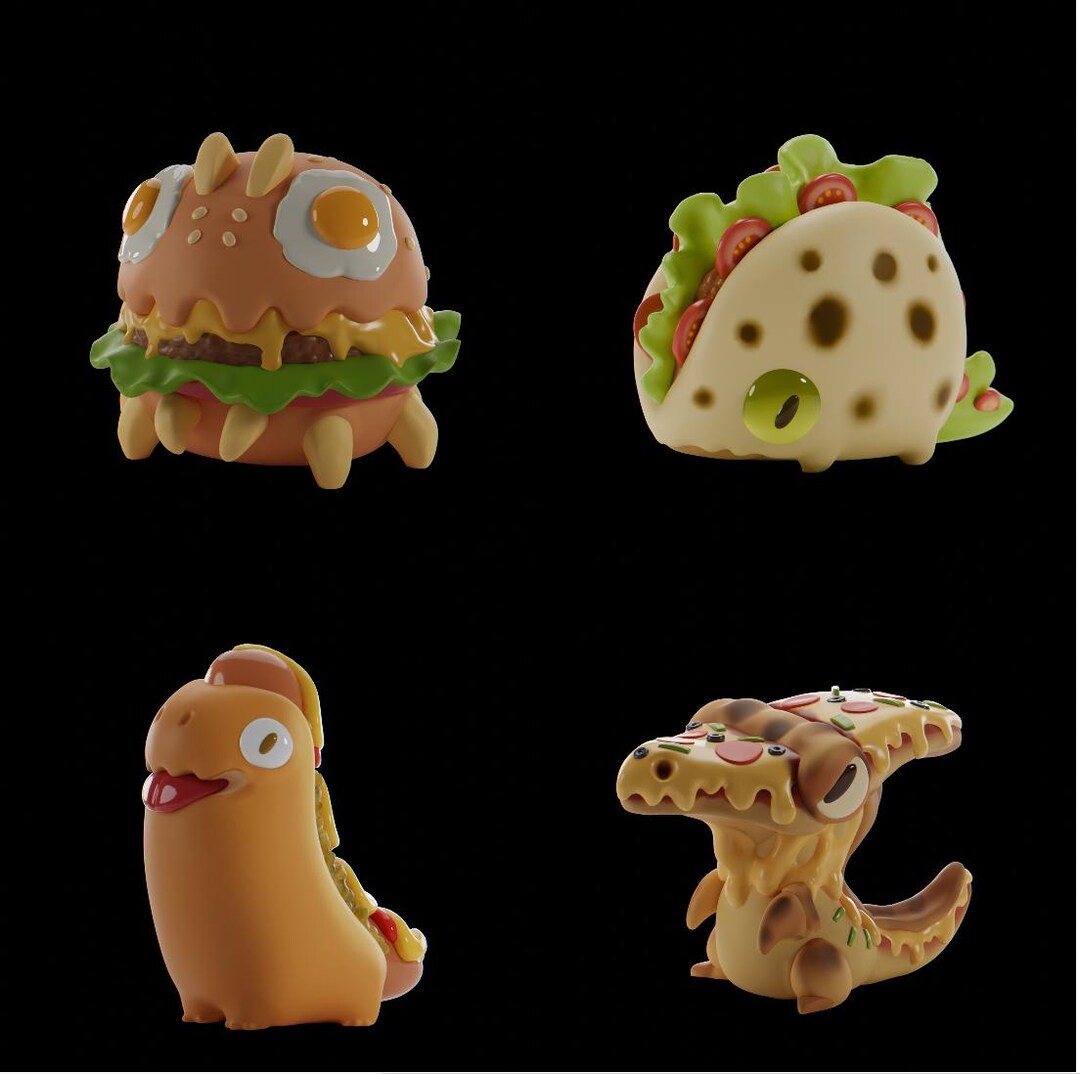 Fast Food Monsters by Grumpii Art Pizzard Hotdii Tacopii Burgii - Etsy