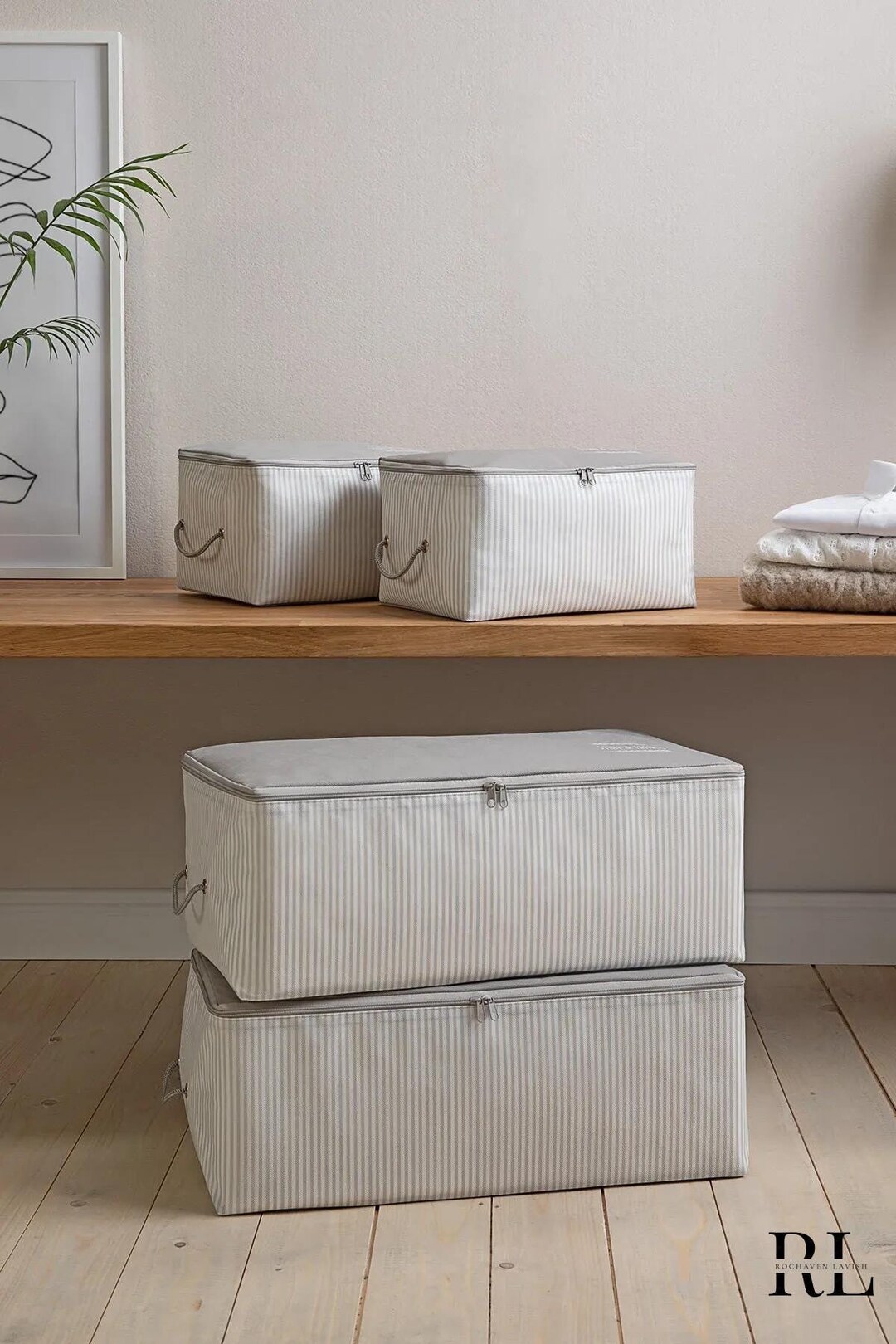 4-piece Foldable Stuff & Things Under Bed Storage Grey Sweater, Blanket ...
