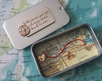 Long Distance Gift, Two Maps in One, Custom Map Gift, Maps in Frame ...