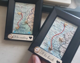 Long Distance Gift, Two Maps in One, Custom Map Gift, Maps in Frame ...
