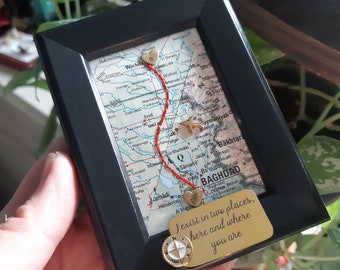 Long Distance Gift, Two Maps in One, Custom Map Gift, Maps in Frame ...