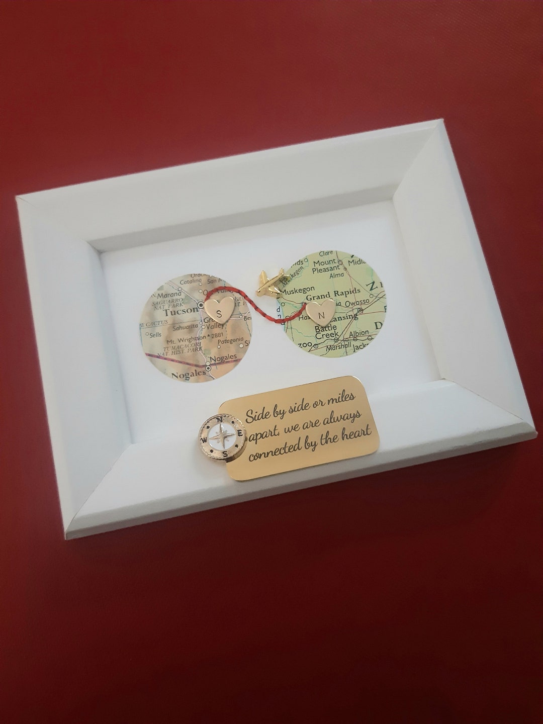 Long Distance Gift, Two Maps in One, Custom Map Gift, Maps in Frame ...