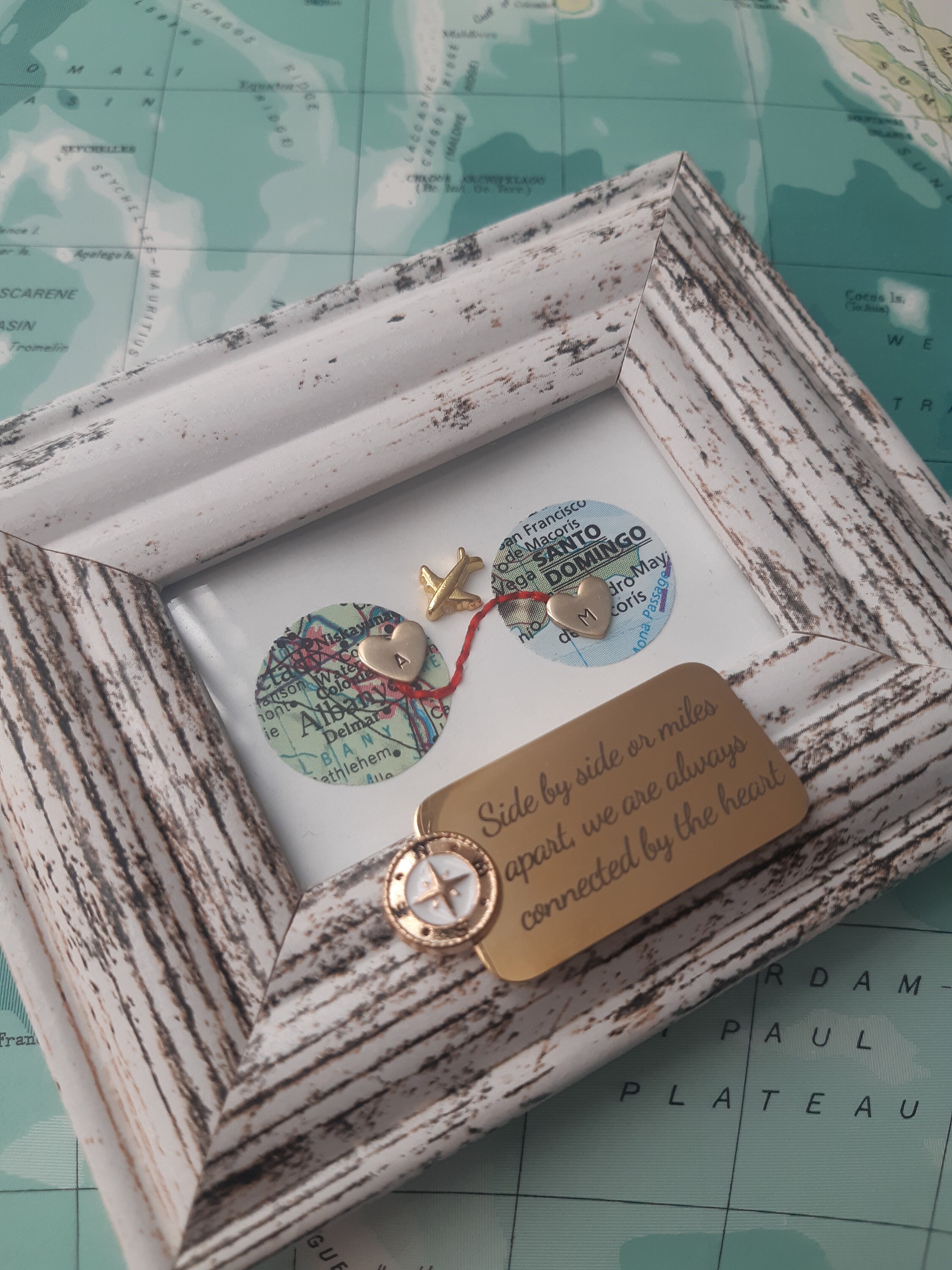 Custom Map Frame, Long Distance Gift, Red String of Fate - Etsy