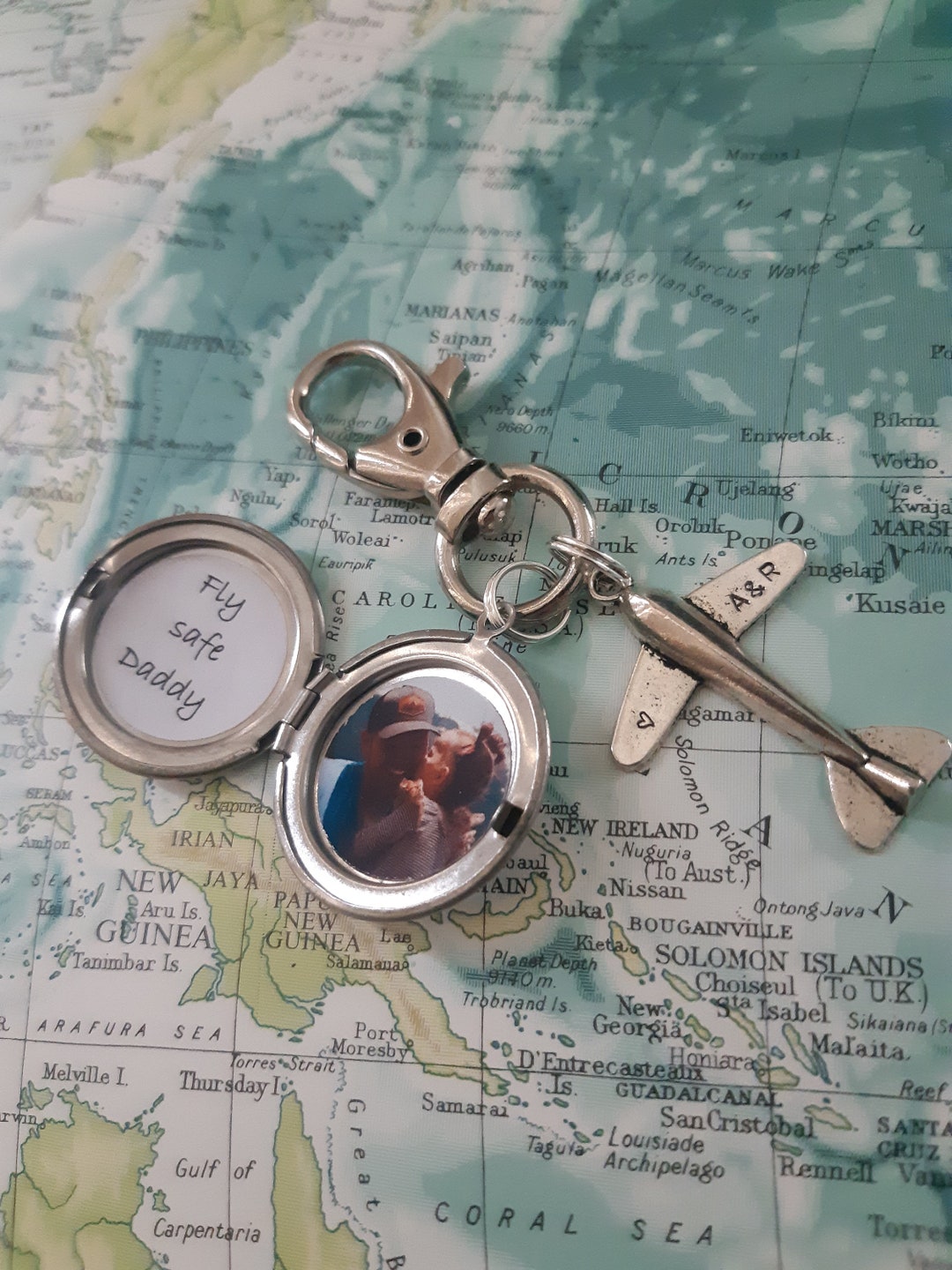 Locket Keychain, Fly Safe Daddy, Airplane Keychain, Pilot Gift, Photo ...