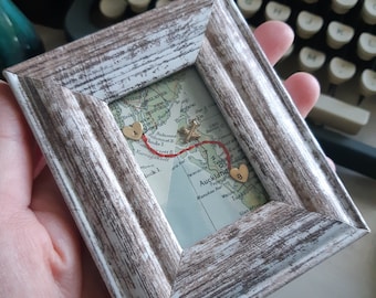 Long Distance Gift, Two Maps in One, Custom Map Gift, Maps in Frame ...