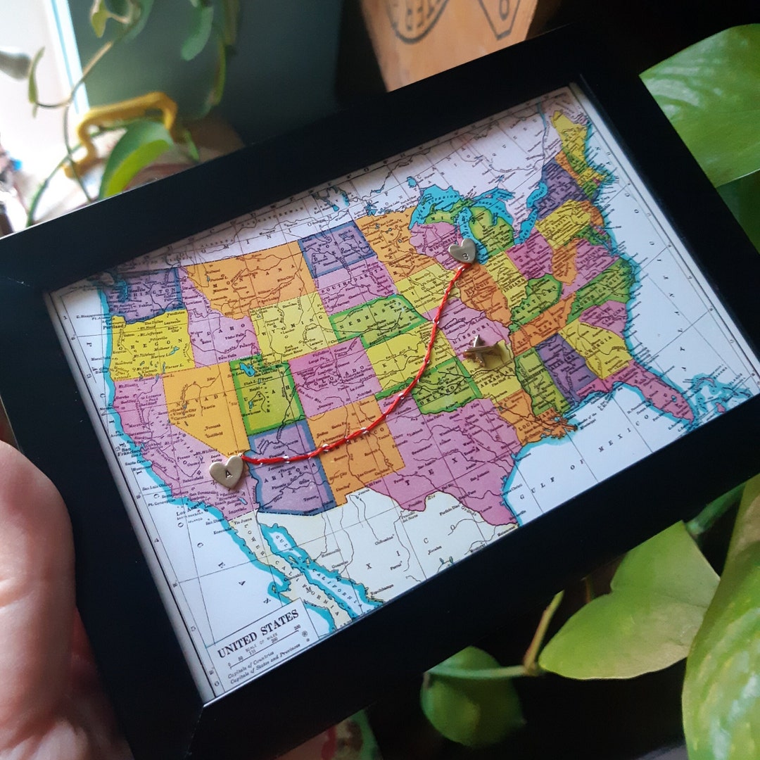 Custom Map Print: String of Fate, Long Distance Gift - Etsy