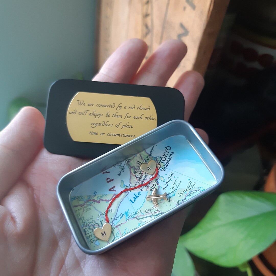 Custom Long Distance Map Gift: Red String of Fate Keepsake - Etsy