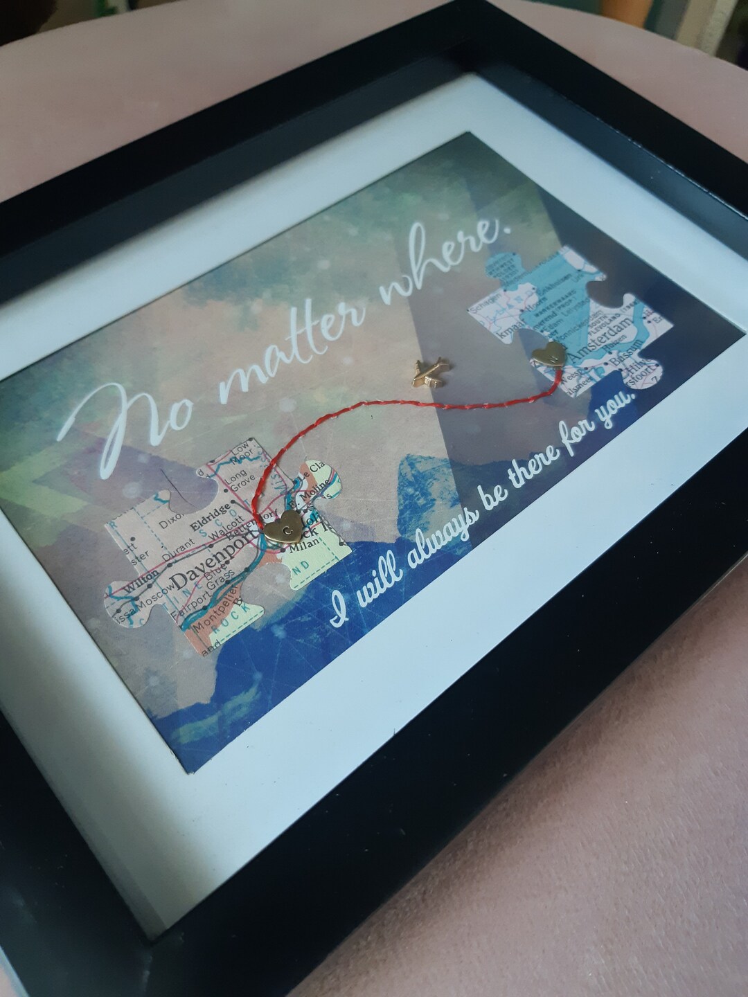 Long Distance Map Frame: Red String of Fate Gift (5.7x7.7 Inches) - Etsy