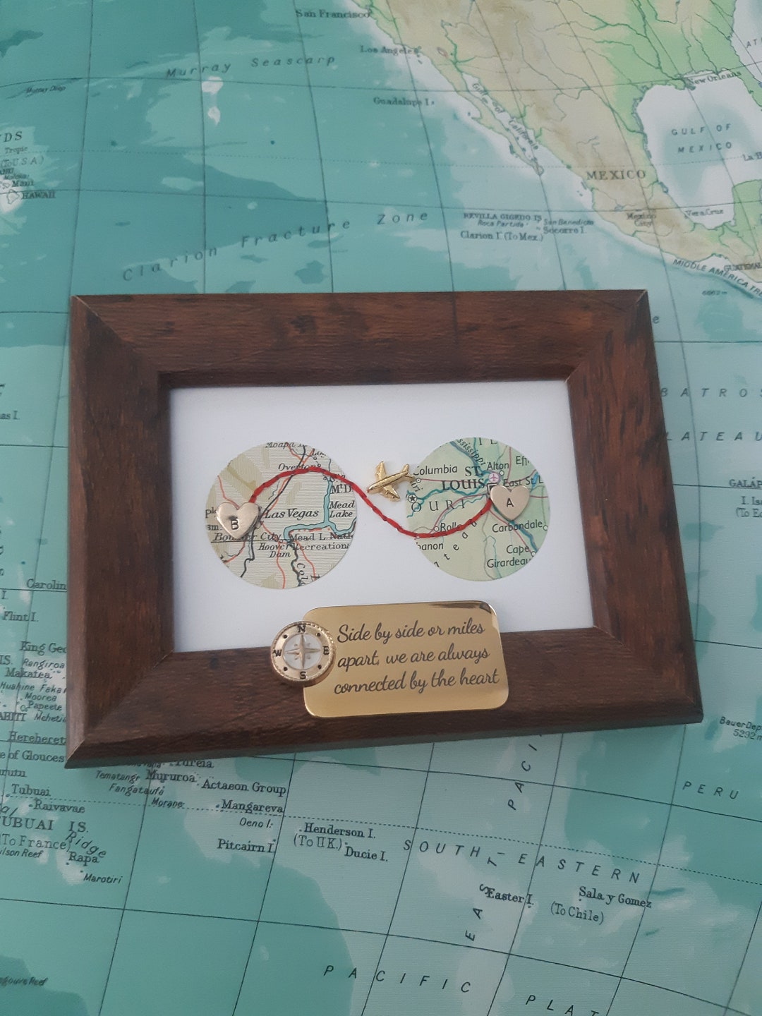 Long Distance Gift, Two Maps in One, Custom Map Gift, Maps in Frame ...