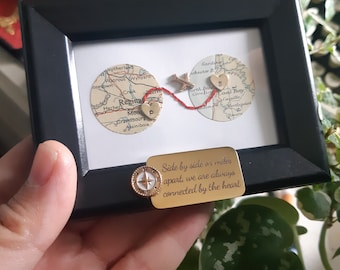 Long Distance Gift, Two Maps in One, Custom Map Gift, Maps in Frame ...