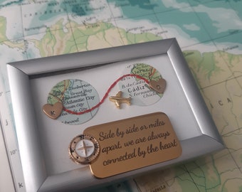 Long Distance Gift, Two Maps in One, Custom Map Gift, Maps in Frame ...