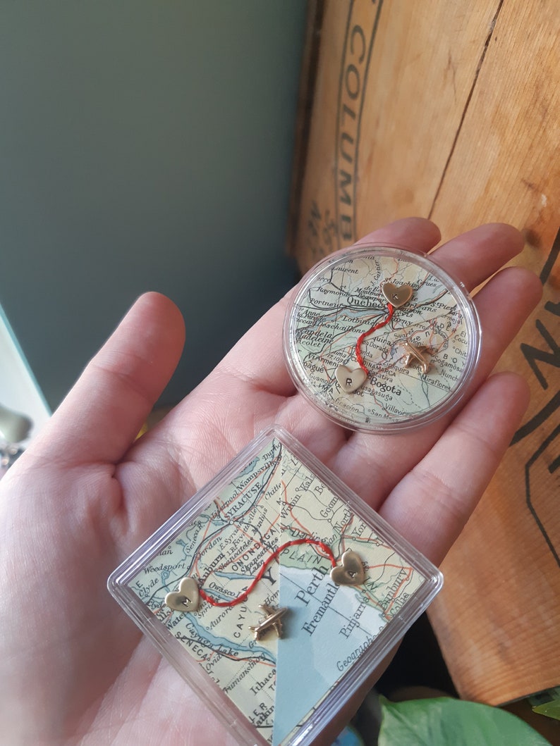 Pocket Hug Long Distance Gift Two Maps in One Custom Map - Etsy