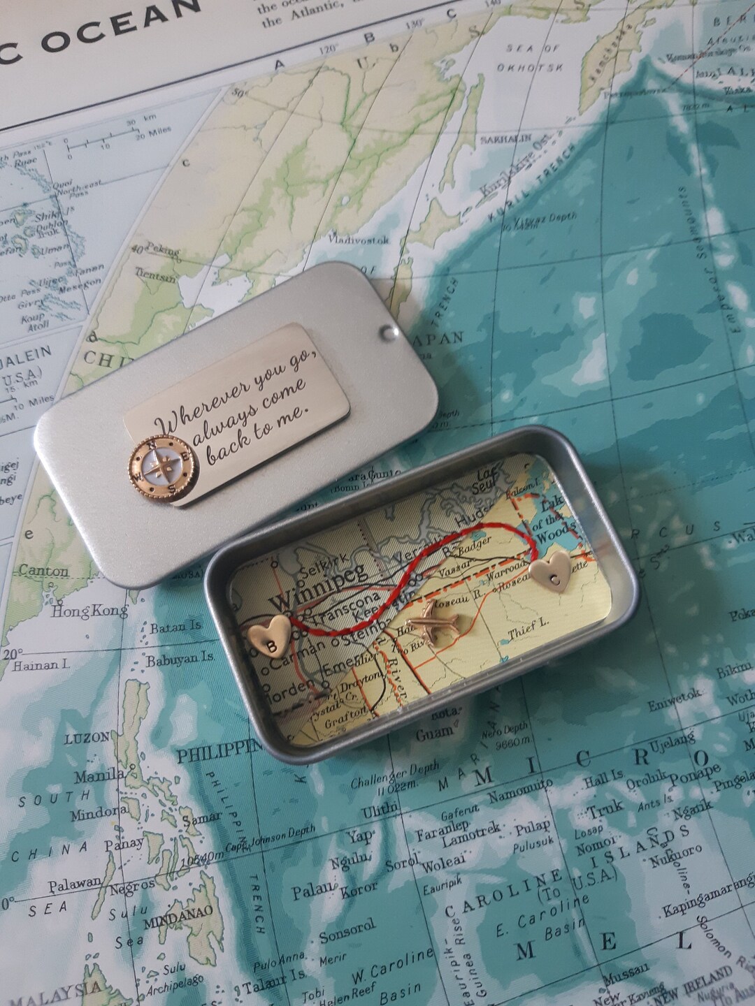 Custom Long Distance Map Gift: Two Cities in a Tin - Etsy