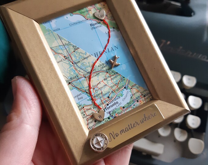 Long Distance Gift, Two Maps in One, Custom Map Gift, Maps in Frame ...