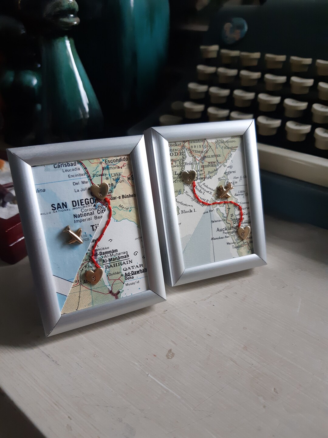 Long Distance Gift, Two Maps in One, Custom Map Gift, Maps in Frame ...