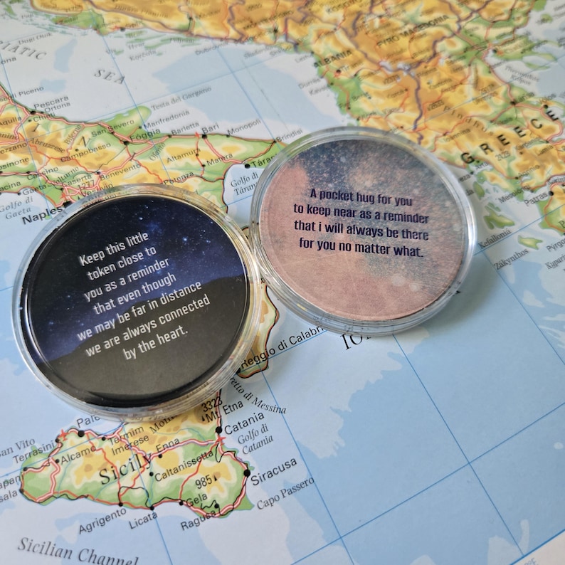 Custom Map Pocket Hug: Long Distance Gift With Red String of Fate - Etsy