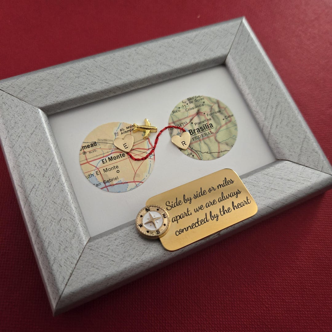 Custom Map Art: Long Distance Relationship Gift, Red String of Fate - Etsy