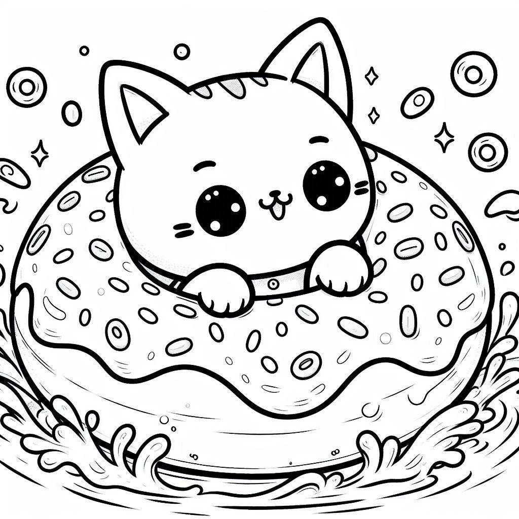 Cat Kawaii Coloring Pages - Etsy