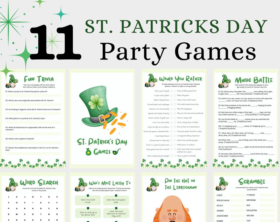 St Patricks Day Printable Games | St Patricks Games Bundle | St ...