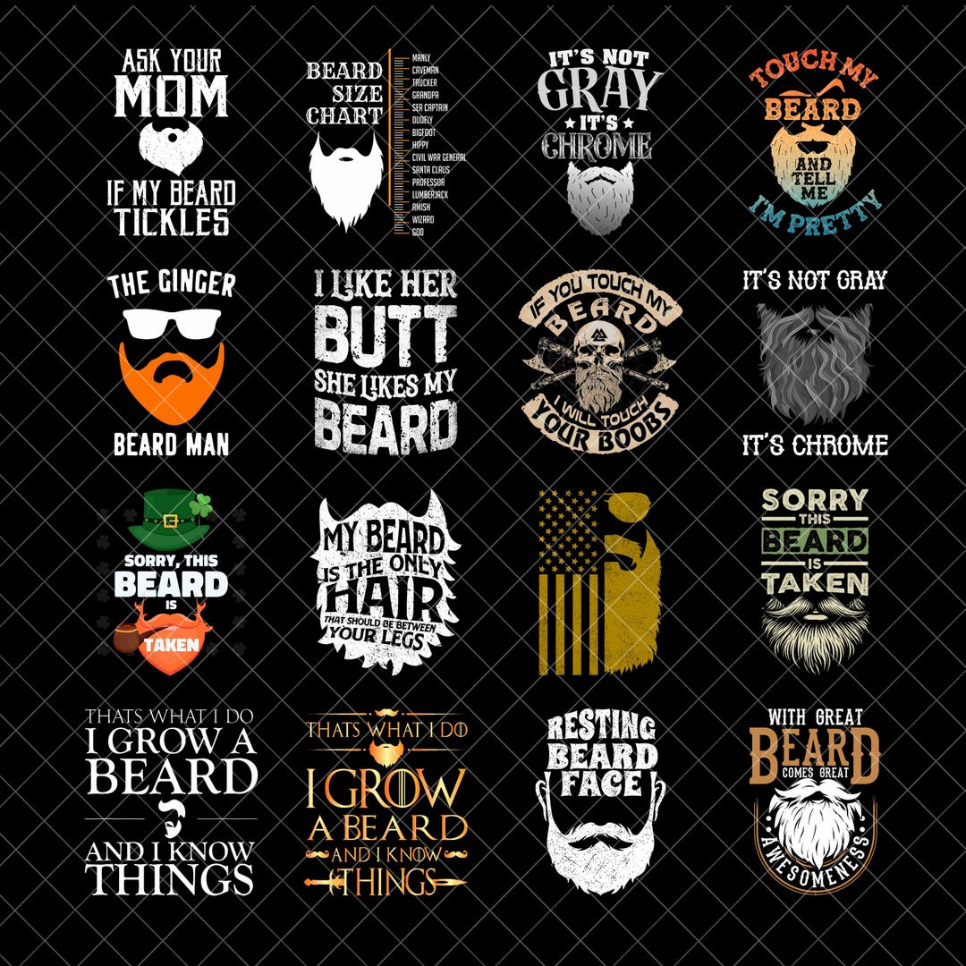 Beard PNG Bundle, Beard Quote Sublimation PNG, Grooming Humor Digital ...