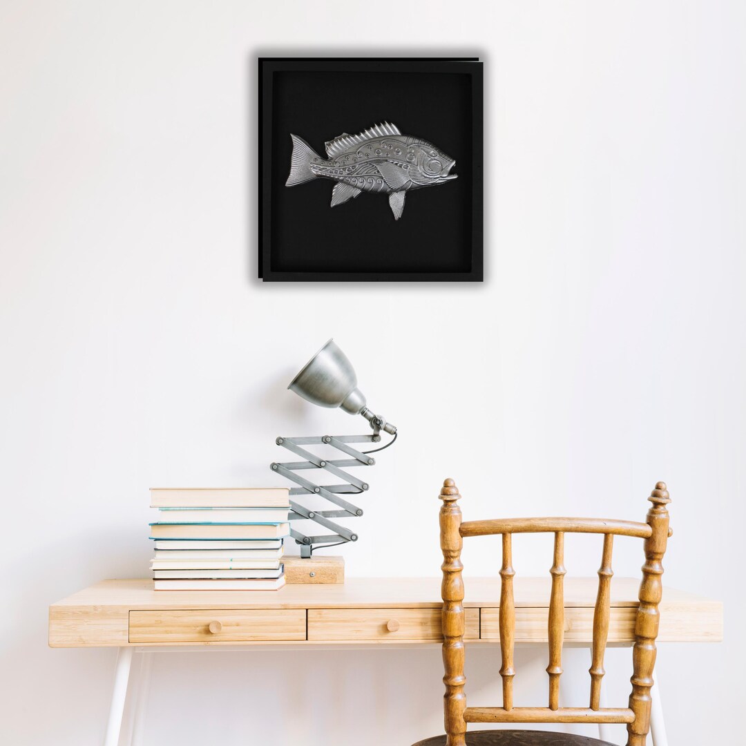 3D Fish Embossed Frame Wall Art Fish Themed Wall Decor Hanmade Elegance ...