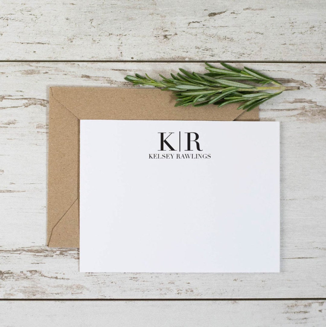 Monogram Initial Thank You Cards: Personalized Stationery Set for Men ...