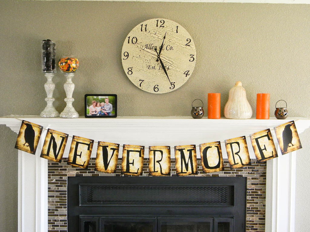 Halloween Banner Gothic Decor, Nevermore, Halloween Gift for Best ...