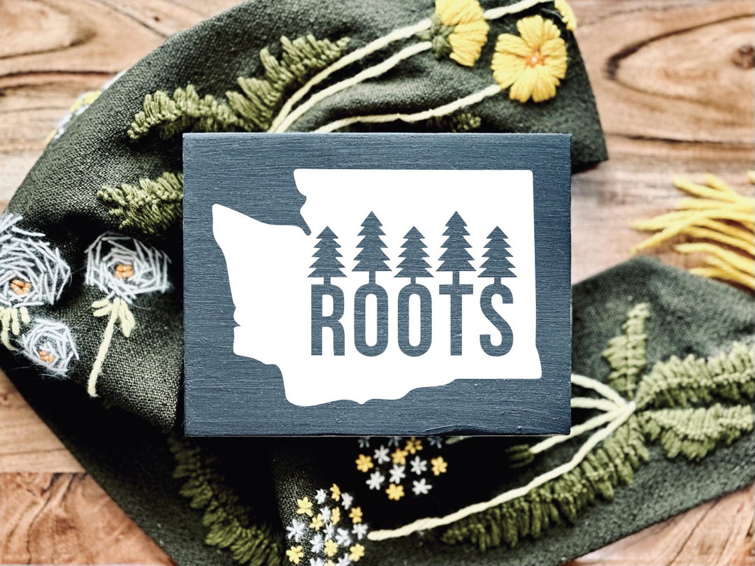 Washington Roots Wood Sign: 5x7 Desk Decor - Etsy