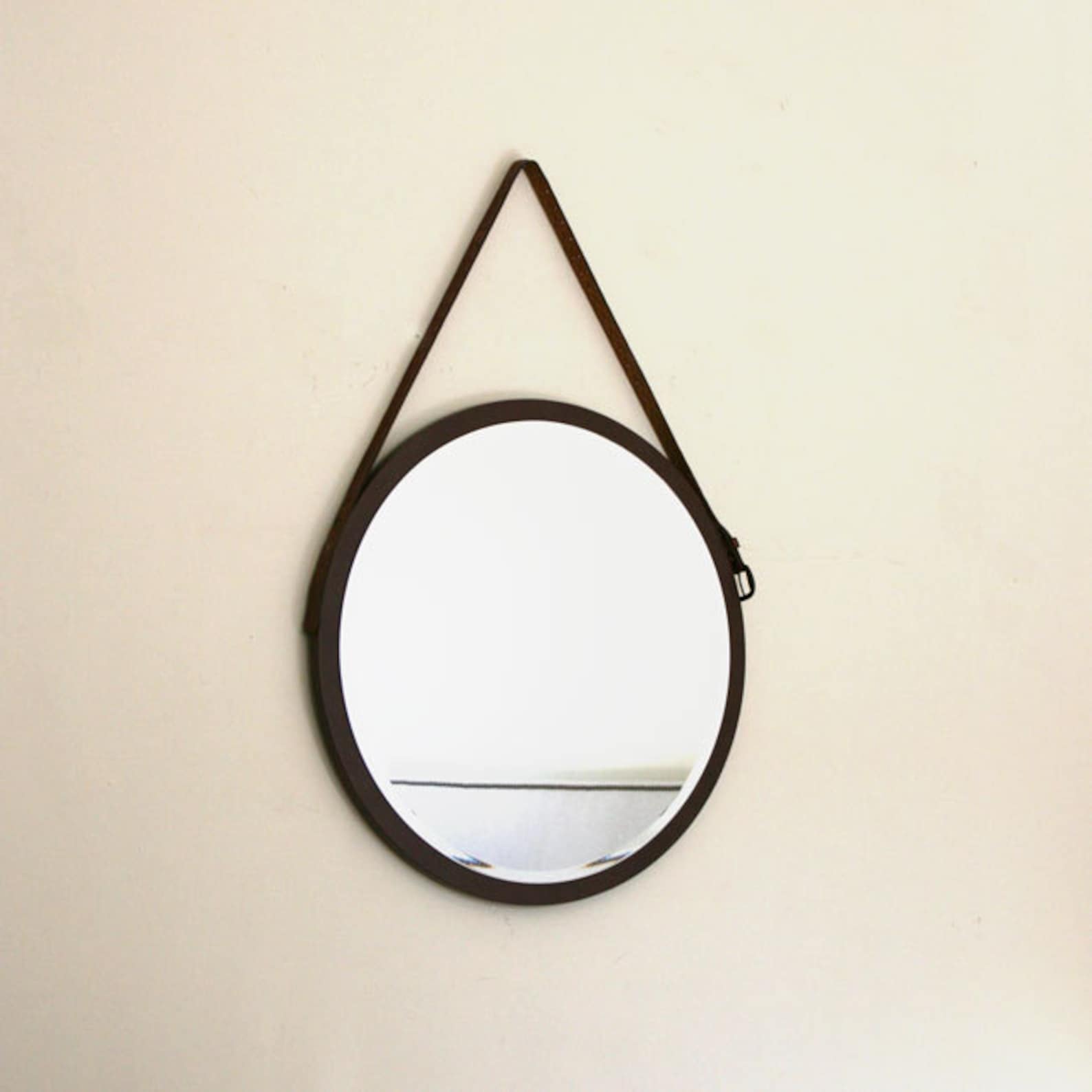24" Round Mirror Belt Mirror. Mid-century Modern Mirror. Danish Mirror ...