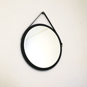 Black 24" Round Mirror Belt Mirror. Mid-century Modern Mirror. Vintage ...