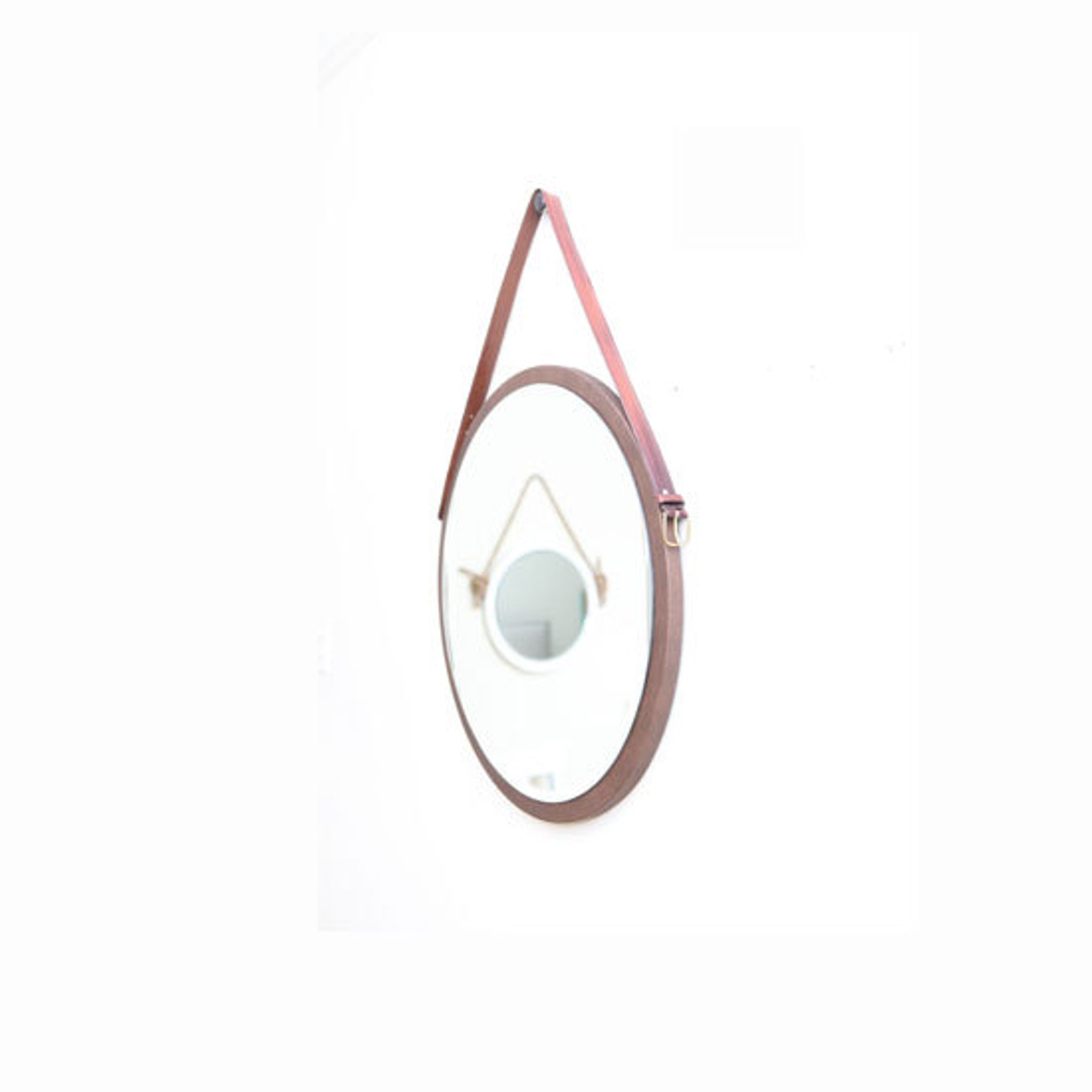 24" Round Mirror Belt Mirror. Mid-century Modern Mirror. Danish Mirror ...