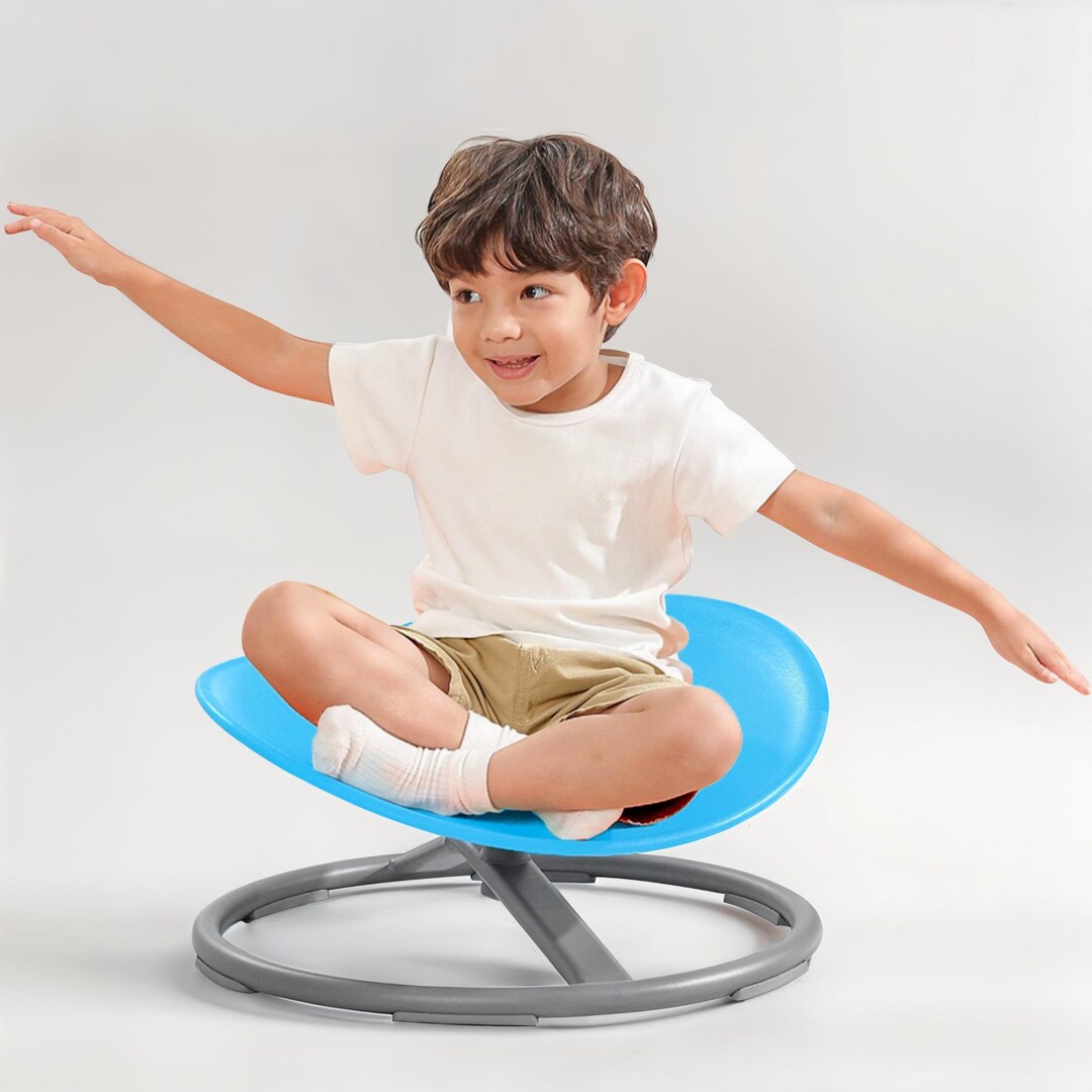 Blue SHOLLIE Autism-friendly Spinning Chair, Sensory Seat for Kids ...