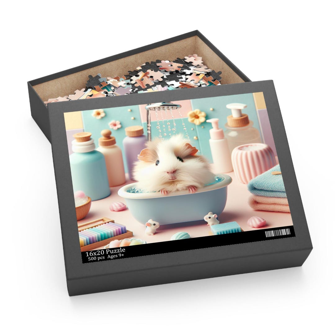 Guinea Pig Puzzle (500 Pieces), Guinea Pig in a Bath, Cute Pet Puzzle ...