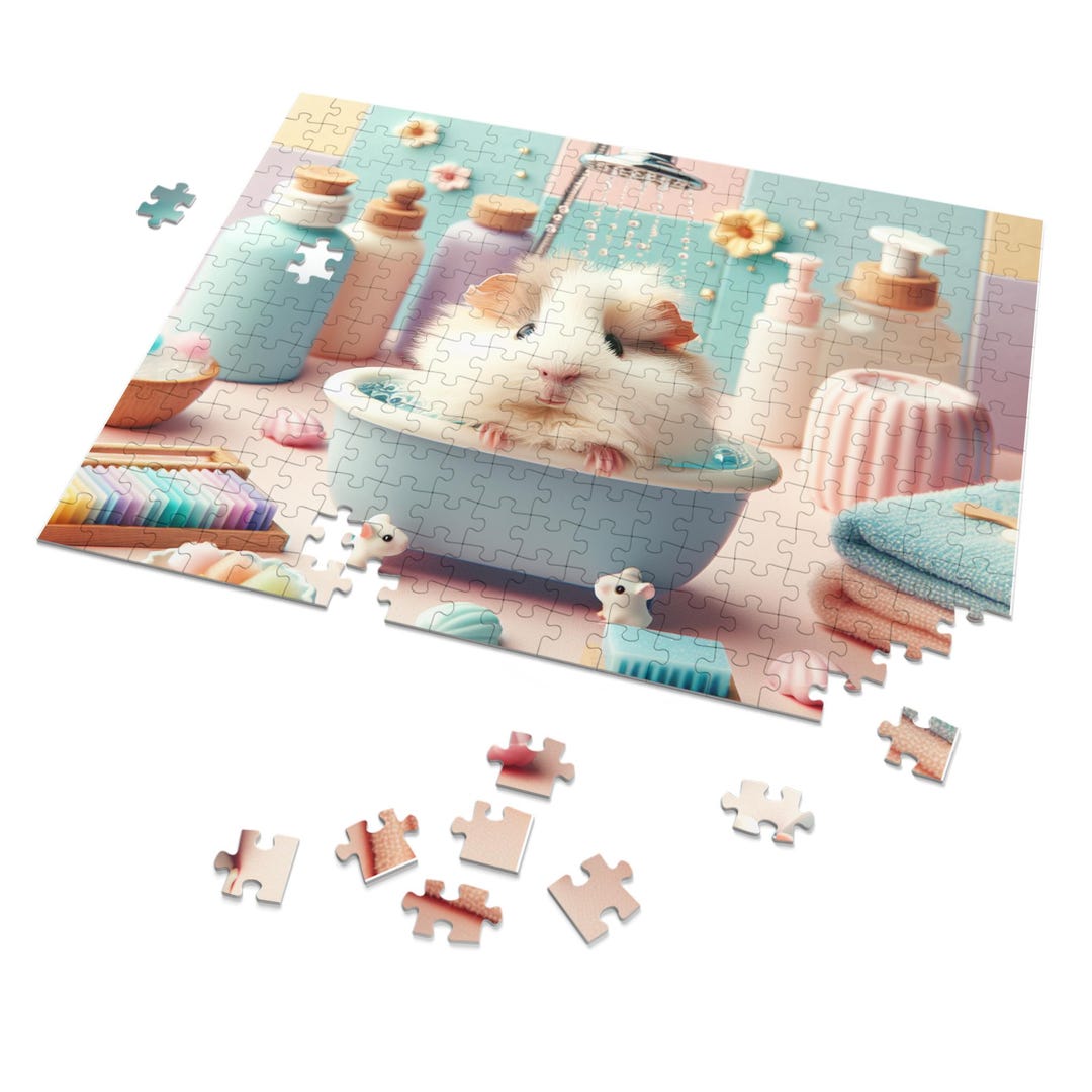 Guinea Pig Jigsaw Puzzle With Tin Box, Guinea Pig in a Bath - Etsy
