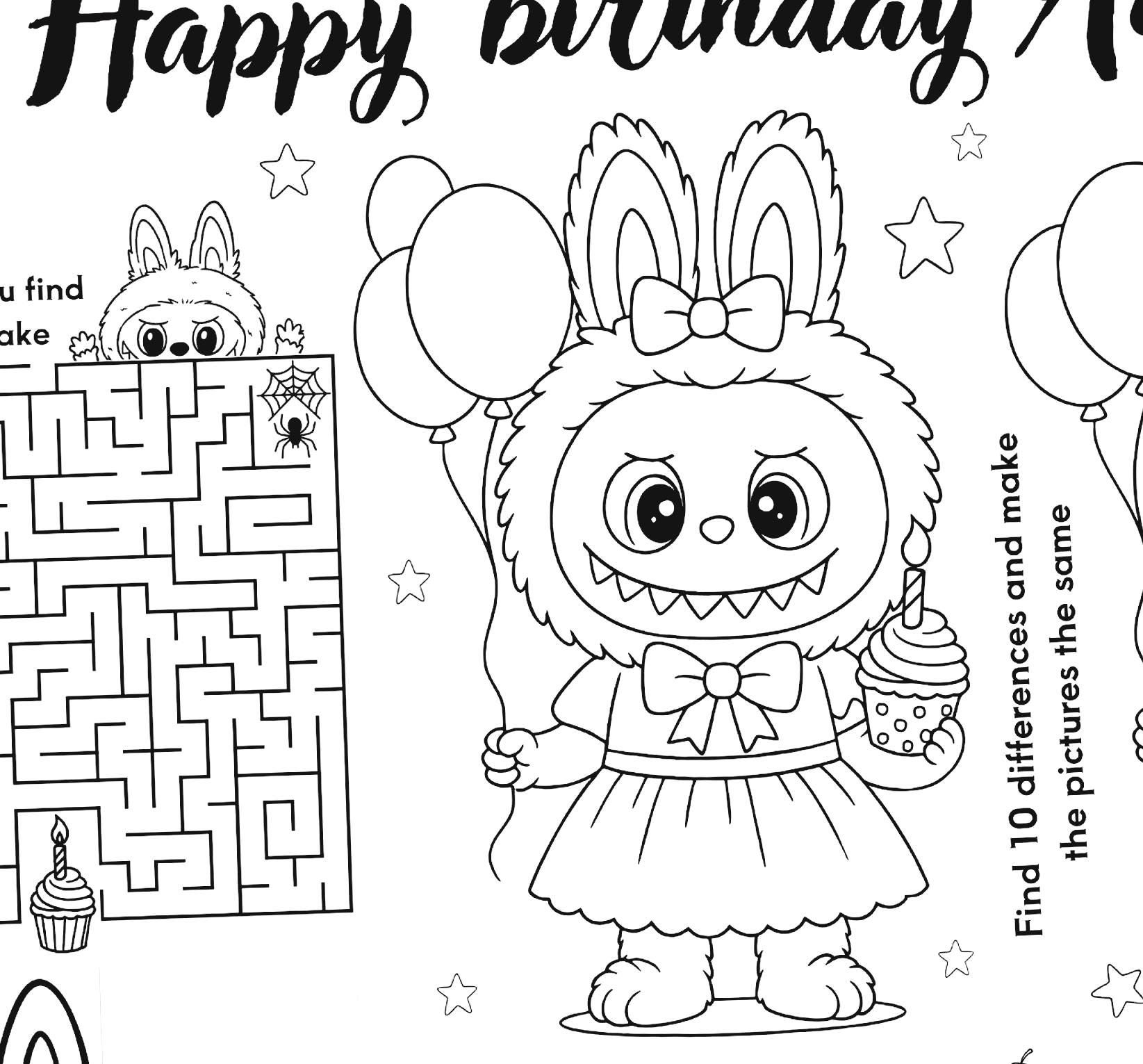 Canva Editable Birthday Activity Sheet Personalized Coloring Placemat ...