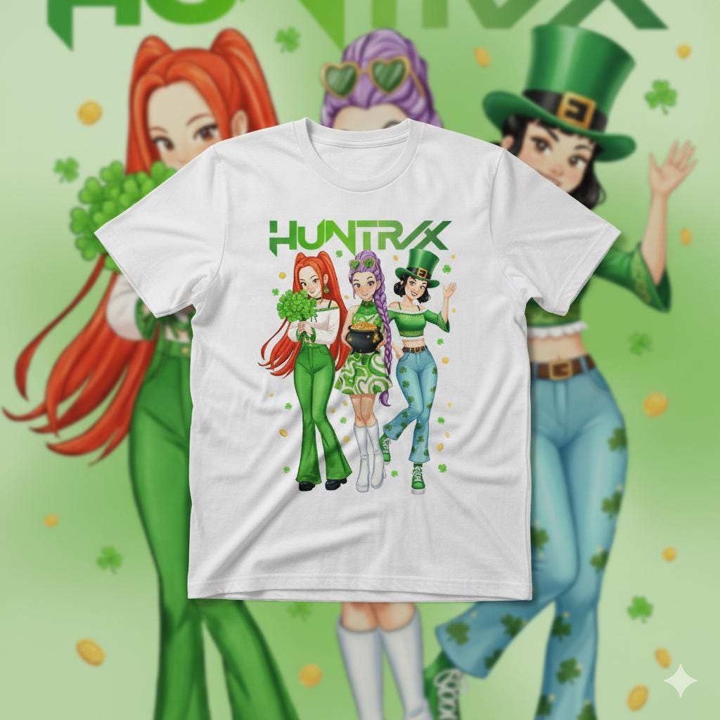 Kpop Demon Hunters St Patrick's Day PNG, Huntrix Girls Preppy Design ...