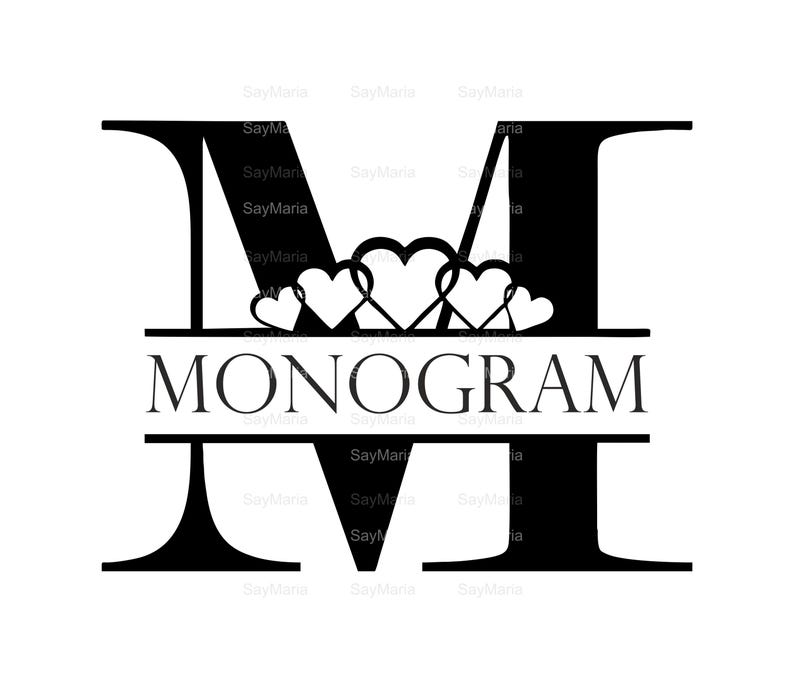 Heart Split Monogram Svg, Png, Pdf - Hearts Monogram Valentine's ...