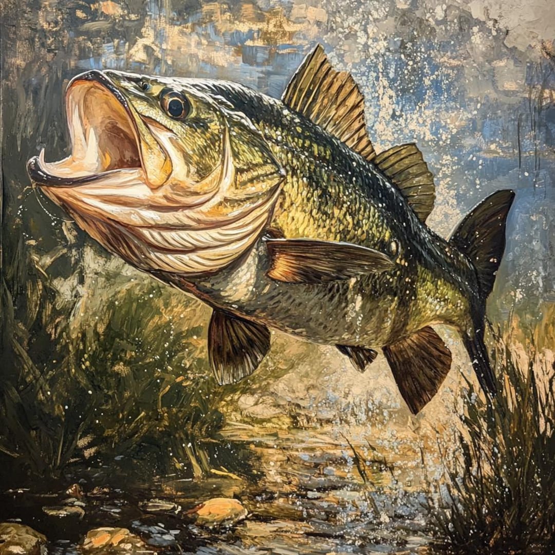 Largemouth Bass Digital Art Print - Realistic Fish Illustration for ...